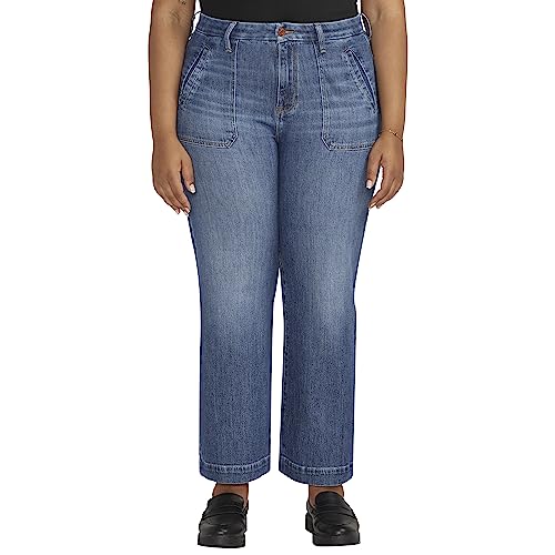 JAG Jeans Women's Plus Size Sophia High Rise Wide Leg Jeans, Tidal Blue, 22 Plus
