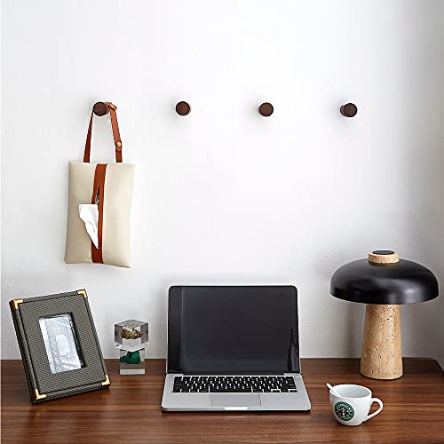 COCOYA Natural Wood Wall Hooks, 6Pack Minimalist Hat Hanger Easy Install Wall Mount Wooden Peg Knob Walnut Cute Simple Modern Small Room Decor, for Hanging Coat Towel Cap Bag Purses Jacket Backpack