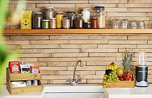 Bamboo Storage Bin - Multipurpose Open Front Stacking Bins for Kitchen & Pantry - Configurable as 2 Tier Bamboo Fruit Basket on Countertop – Ideal for Vegetables, Potato and Onion Storage Bin
