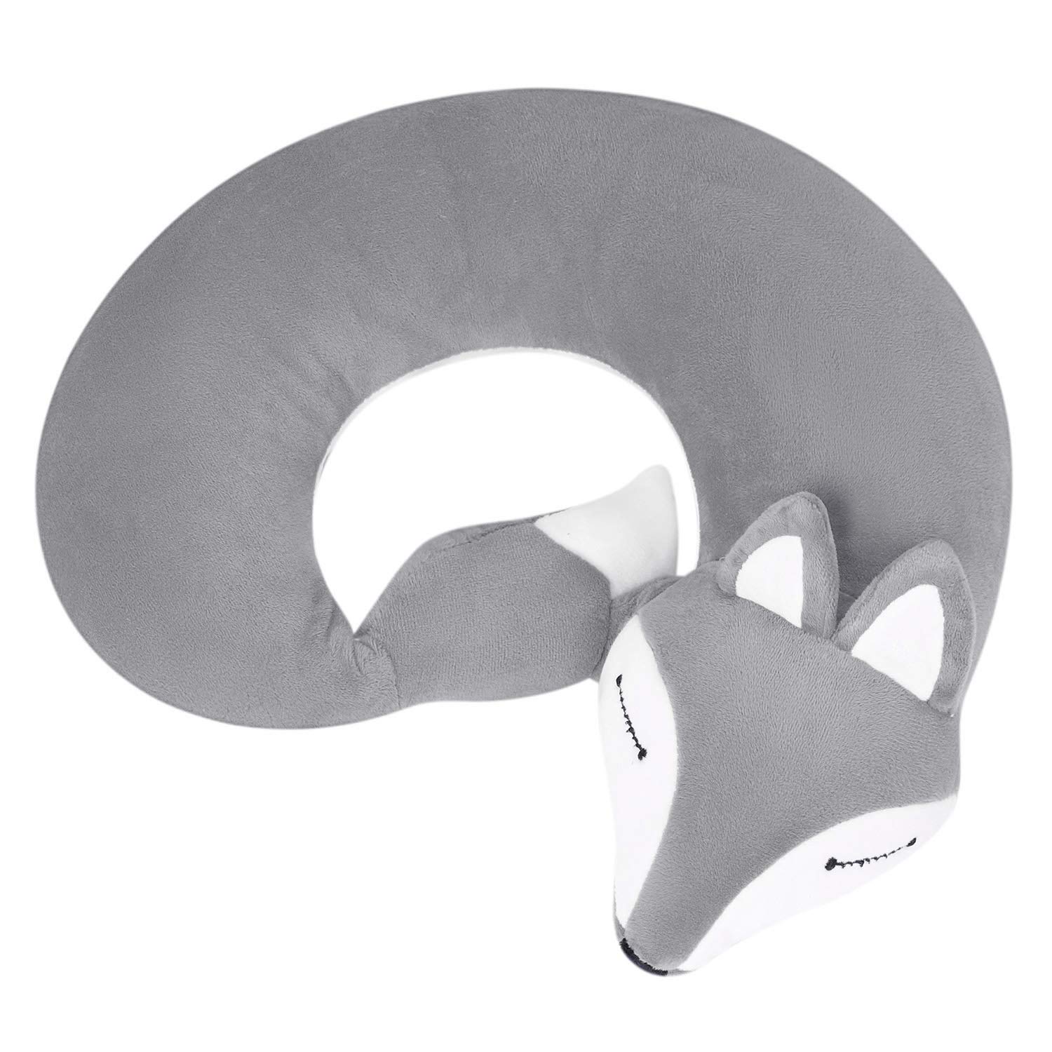 Cute Fox Travel Pillow for Adults Teens Cartoon Animal U-Shaped Neck Pillow Soft Washable Neck Cushion for Head Support Chin Neck Support Travelling Pillow for Airplanes Car Bus Train Office Home Use
