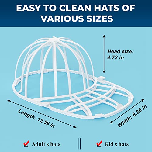 Hat Washers, Cap Washers for Washing Machine, Hat Cleaning Shaper Protector Fit for Adult and Kid's Baseball Caps, White