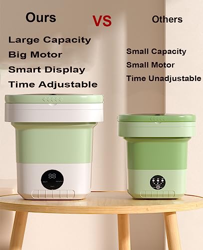 Portable Washing Machine,Foldable Touch Screen Mini Washing Machine,Small Washing Machine for Underwear,Baby Clothes or Small Items,Suitable for Apartments,Dormitories,Camping,(7.5 Liters),Green
