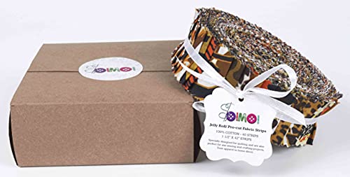 Soimoi 40Pcs Floral Artistic Print Precut Fabrics Strips Roll Up 1.5x42inches Cotton Jelly Rolls for Quilting - Brown