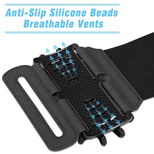 Newppon Phone Holder for Running Armband : Detachable Cell Phone Wristhband Case -360° Rotatable Universal Large Mobile Carrier Compatible with iPhone Samsung Galaxy for Workout Exercise Sports