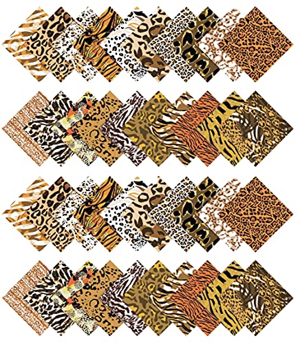 Soimoi 40Pcs Floral Artistic Print Precut Fabrics Strips Roll Up 1.5x42inches Cotton Jelly Rolls for Quilting - Brown