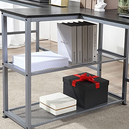 HOMCOM 83" Two Person Computer Desk with 2 Storage Shelves, Double Desk Workstation with Book Shelf, Long Desk Table for Home Office, Black