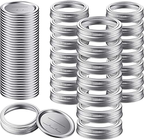 FGSAEOR Canning Lids and Canning Rings (52-Count), Regular Mouth Mason Jar Lids and Band for Ball and Kerr Jars, Split-Type Metal Canning Jar Lids with Silicone Seals for Canning