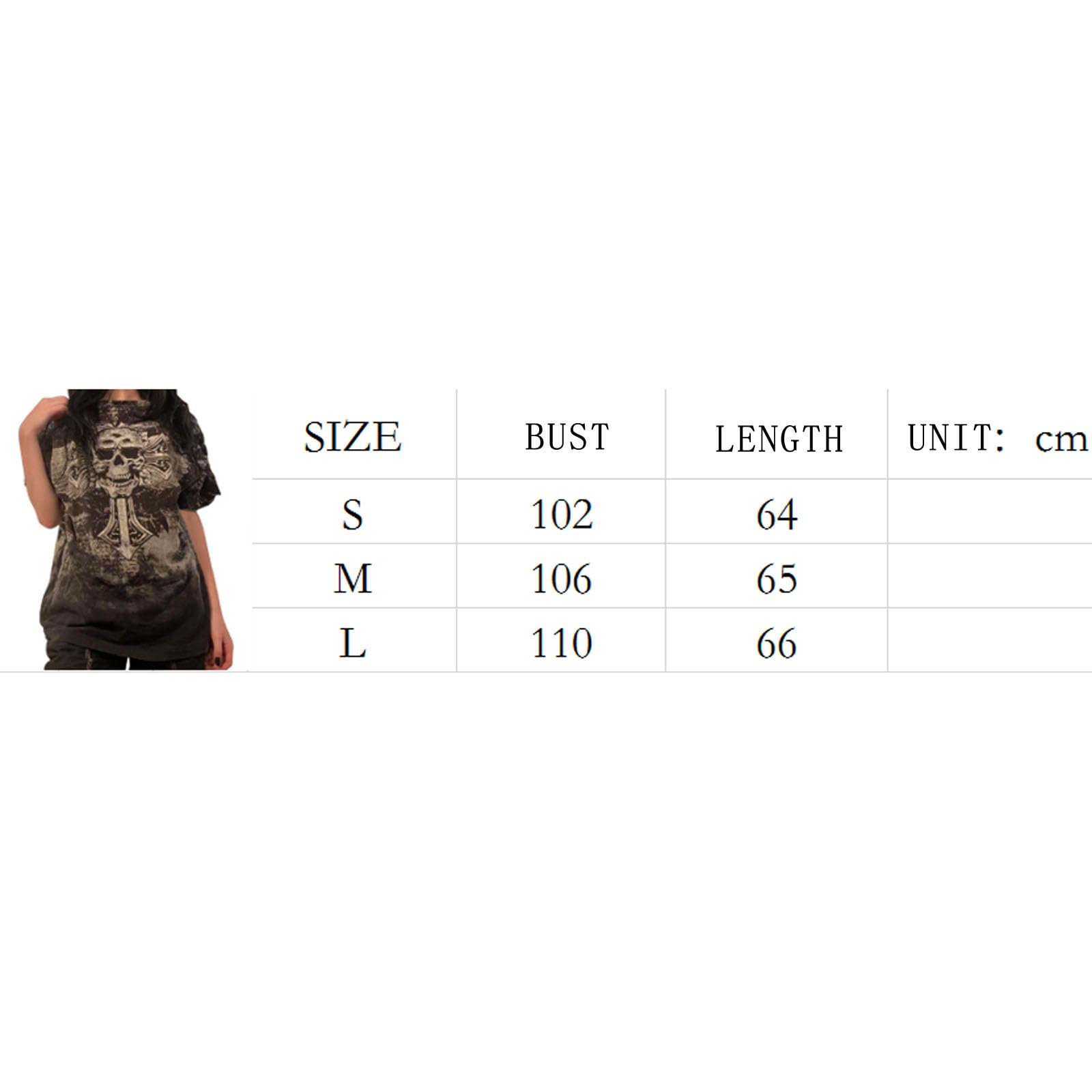 Women Y2K Halloween Short Sleeve T Shirt Vintage Crew Neck Punk Gothic Skull Graphic Harajuku Tee Outing (Red, L)