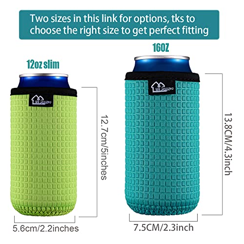 WK IEASON 16oz Standard Can Sleeves Insulators Sleeves Standard Can Covers 16OZ Neoprene Beer Bottle Sleeves Coolers Holder Non-slip Neoprene Can Coolier Sleeves 4PC Pack (16OZ, Black/Red/Yellow/Blue)