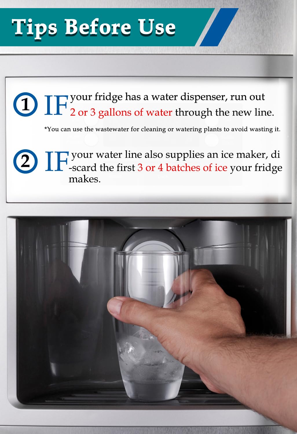 Refrigerator Ice Maker Water Line Kit - 30' Braided Stainless Steel Fridge Water Line with 1/4" Compression Fittings Pex Tubing Core and Water Splitter