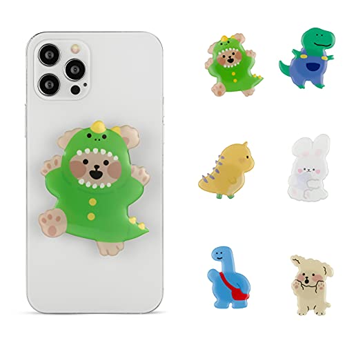 Phone Grip Handle Finger Clip Holder Grip Bracket Support Cute 3D Cartoon Blue Dragon Dinosaur Design Anime Animal Smartphone Expandable Adjustable Stand