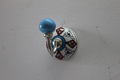 PARIJAT HANDICRAFT Hand Painted Beautifully Multi Colored Ceramic Wall Hook Hanger Key Holder hat Clothes hangings Bath Towel Hook Hanger.