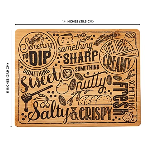 Sabatier Charcuterie Board with Recessed Handles, Reversible Kitchen Cutting Board for Entertaining and Meal Prep, Decorative Wood Cheese Board, Perfect Housewarming Gift, 11-inch x 14-Inch, Bamboo