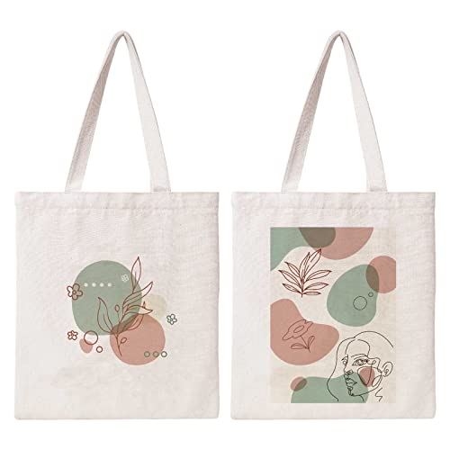 Kazova Cotton Canvas Bags Reusable Tote Bag Grocery Shopping Bag Minimalist Art Shoulder Bags Girls Bags Book Bag for Girls