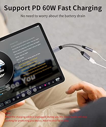 Samsung Galaxy S22 Headphone Adapter, 2 in 1 USB C to 3.5mm Headphone Jack Hi-Fi DAC with USB C 60W Fast Charging Dongle Adapter Compatible with Galaxy S22/22 Ultra/S21/S21FE/Note 20, Pixel 5/4/3/3XL