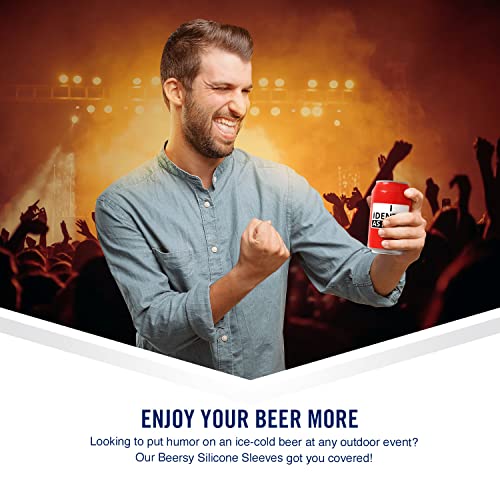 Beersy Silicone Sleeve Soda Can Cover - Insulated Silicone Can Sleeve - Multi-Purpose Can Insulator - Tight-Fitting Drink Cover - Novelty Drink Holder for Outdoors, Fits 12oz. (I Identify As A Soda)
