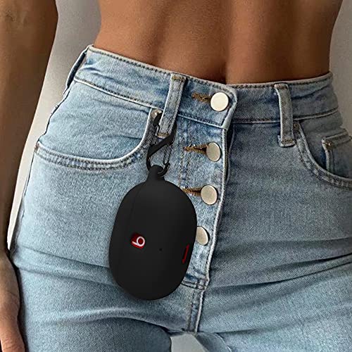 Geiomoo Silicone Cover Compatible with BeatsStudio Buds, Portable Scratch Resistant Carrying Case with Carabiner (Black)