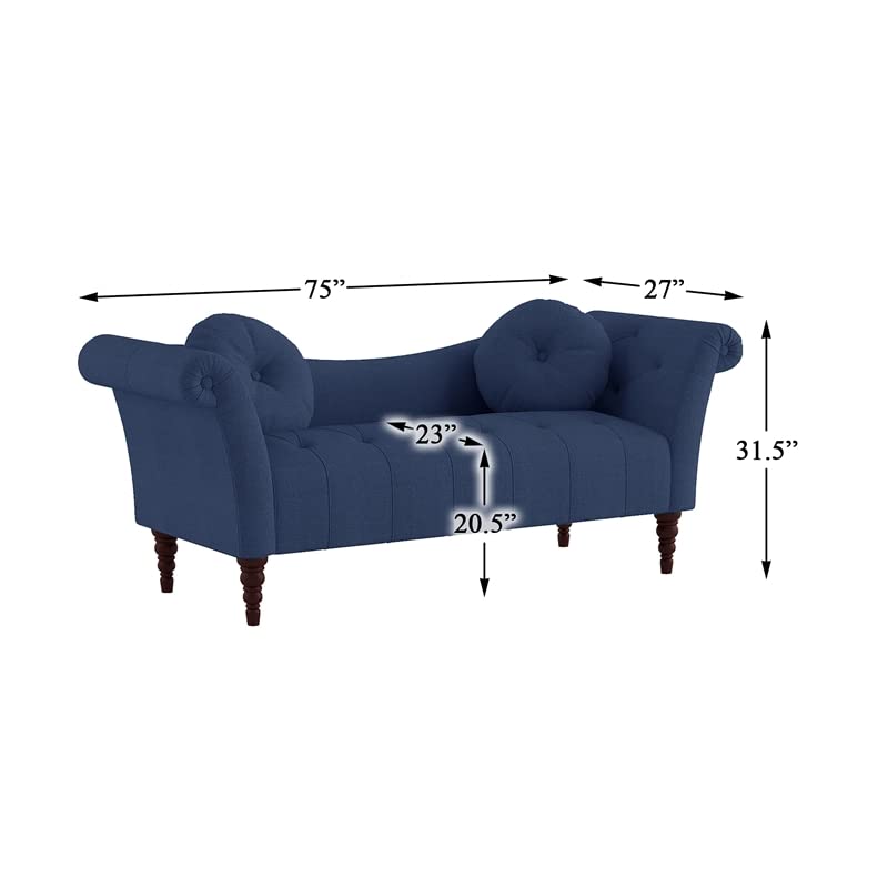 Lexicon Adira 75" Traditional Fabric Settee with 2 Pillows in Blue