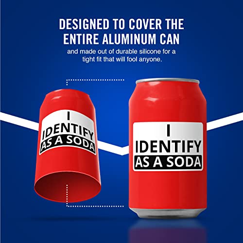 Beersy Silicone Sleeve Soda Can Cover - Insulated Silicone Can Sleeve - Multi-Purpose Can Insulator - Tight-Fitting Drink Cover - Novelty Drink Holder for Outdoors, Fits 12oz. (I Identify As A Soda)