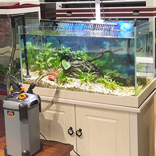 SEAJOEWE Aquarium Canister Filter with 3 Media Trays Spray Bar External Canister Filter for Fish Tank, 650F - 171GPH