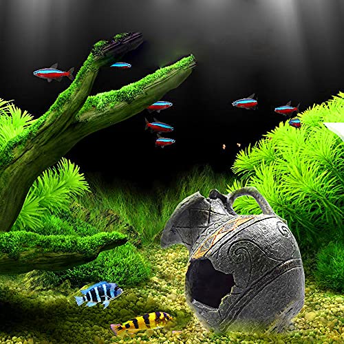 BCSIUHD Aquarium Decorations - Fish Tank cave Decorative Accessories Resin Classical Clay Pot Spacious Hiding Place for Betta Fish, Shrimp, Cichlid Rest Play Entertainment breeding