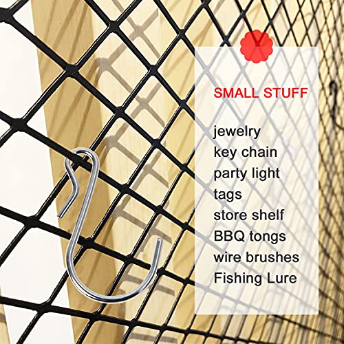 Qfeley Small S Hooks Stainless Steel, 100pcs S Shaped Metal Hooks Stainless Steel S Clip Hangers Connectors Christmas Ornaments Hanging Hooks for Christmas Wire Shelving Bathroom Office, 1.7”/4.3cm