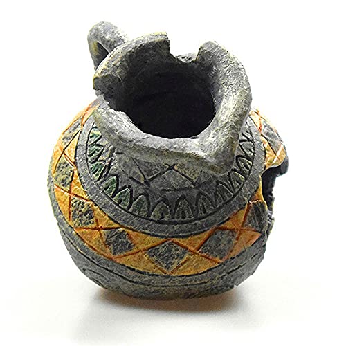 BCSIUHD Aquarium Decorations - Fish Tank cave Decorative Accessories Resin Classical Clay Pot Spacious Hiding Place for Betta Fish, Shrimp, Cichlid Rest Play Entertainment breeding
