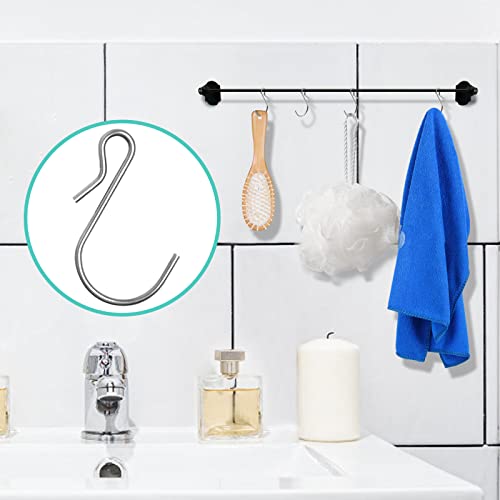 Qfeley Small S Hooks Stainless Steel, 100pcs S Shaped Metal Hooks Stainless Steel S Clip Hangers Connectors Christmas Ornaments Hanging Hooks for Christmas Wire Shelving Bathroom Office, 1.7”/4.3cm