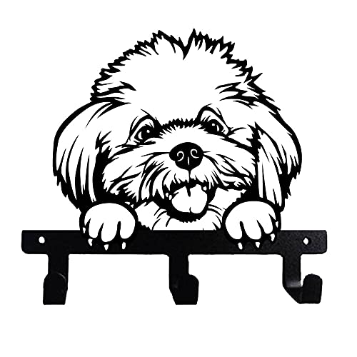 Fit Frenchie Poodle Maltipoo Cavapoo Cockapoo Silhouette Design Metal Wall Hook for Leash Keys Towel (Peekaboo)