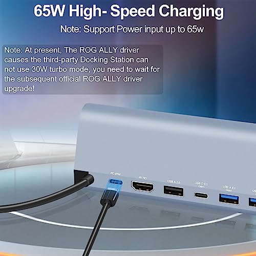 MVRPDXC Docking Station for ROG Ally/Legion Go, 7-in-1 ROG Ally Dock with HDMI 2.0 4K@60Hz, Gigabit Ethernet, USB 2.0, 2*USB 3.1 Gen1, USB-C 3.1 Gen1 and Fast Charging USB-C Port