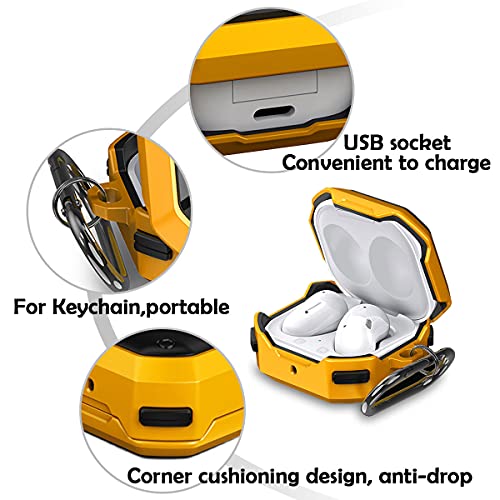 Wocoxo Compatible with Galaxy Buds Pro Case/Galaxy Buds Live Case, Shock-Proof Portable Protective Cover with Keychain (Yellow)
