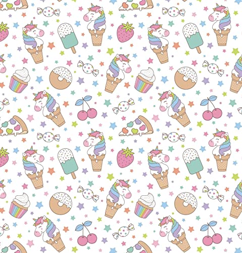 Stesha Party Unicorn Donut Wrapping Paper Girl Birthday Gift Wrap, 30 x 20 Inch (3 Sheets)