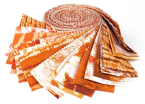 Soimoi 40Pcs Tie Dye Print Cotton Precut Fabrics for Quilting Craft Strips 2.5x42inches Jelly Roll - Orange