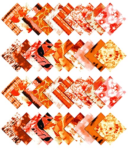 Soimoi 40Pcs Tie Dye Print Cotton Precut Fabrics for Quilting Craft Strips 2.5x42inches Jelly Roll - Orange