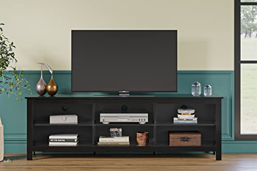Panana TV Stand 6 Cubby Television Stands Cabinet 6 Open Media Storagefor TVs up to 80 Inches, 70 Inch (70 Inches Black)