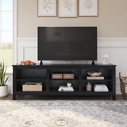Panana TV Stand 6 Cubby Television Stands Cabinet 6 Open Media Storagefor TVs up to 80 Inches, 70 Inch (70 Inches Black)