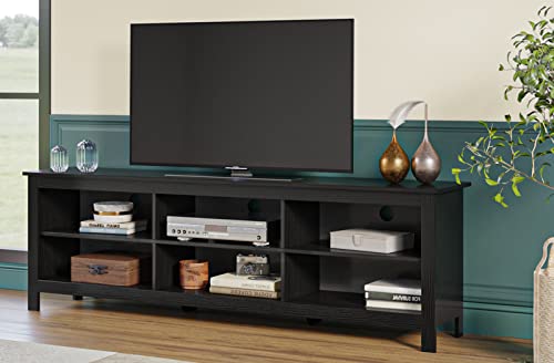 Panana TV Stand 6 Cubby Television Stands Cabinet 6 Open Media Storagefor TVs up to 80 Inches, 70 Inch (70 Inches Black)