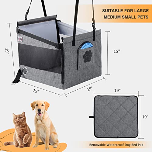 Dog Car Seat for Pet Travel with Waterproof Pad, Half seat Dog Hammock,Harness Hook, Breathable Mesh, and Adjustable Backseat Safety Belt, Small, Medium, Large Size
