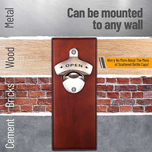 Gifts for Men Dad, Magnetic Bottle Opener - Wall Mounted Beer Opener with Auto-Catch Function - Refrigerator Mount or Install on Brick, Cement, Wood and Metal Wall - Great Gifts for Men Dad Husband