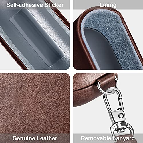 CEENFFO Genuine Leather Case for AirPods 3 (2021), Compatible with AirPods 3 Case Leather with Lanyard, Supports Wireless Charging and Front LED Visible for Case