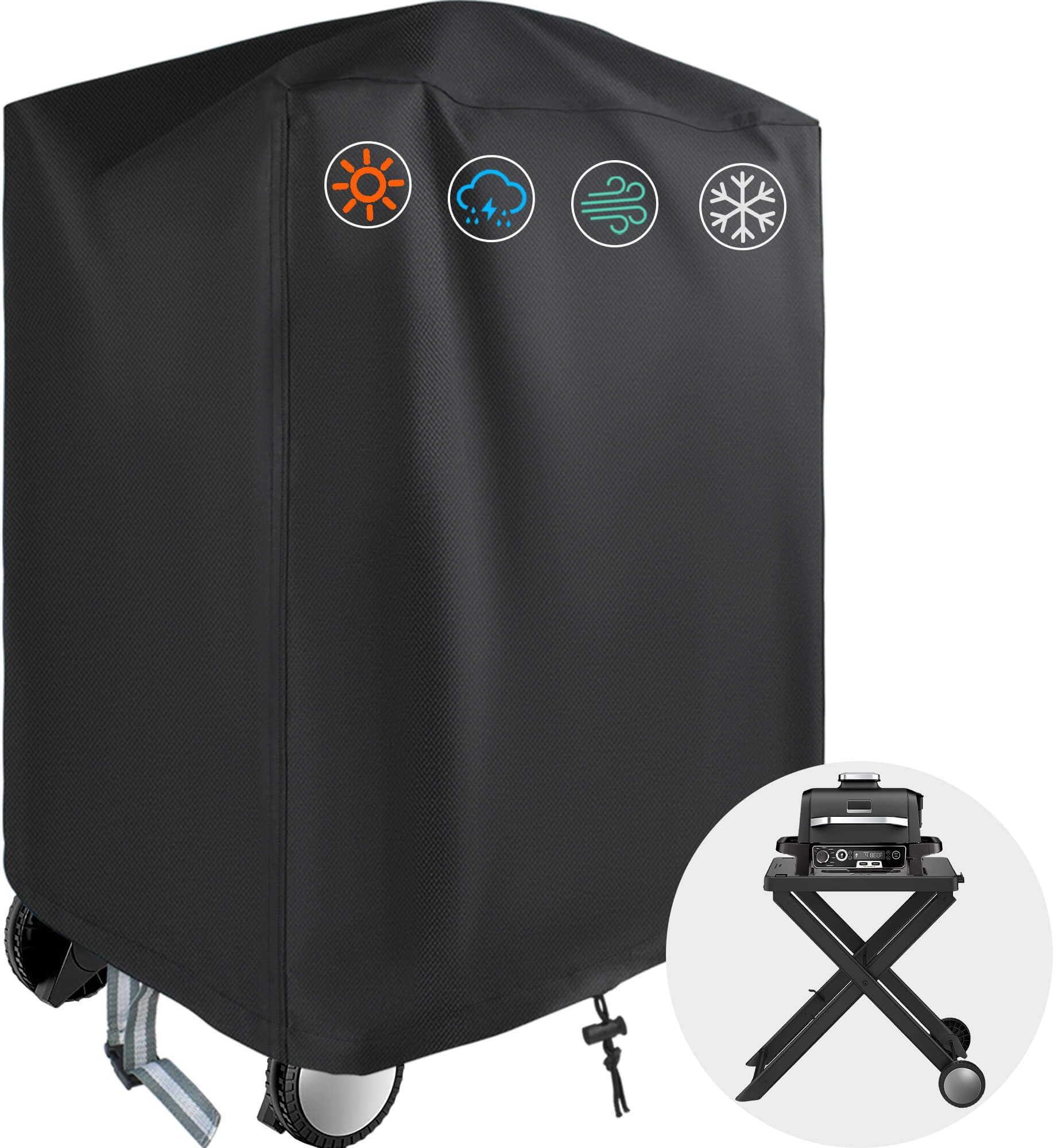 Grill Cover for Ninja Woodfire Outdoor Grill and Stand, Waterproof BBQ Barbecue Cover for Ninja OG701 OG751 Grill Smoker and Stand, Heavy-Duty 600D Oxford Fabric, 40"x24"x33", ππ¨π―ππ« ππ§π₯π²