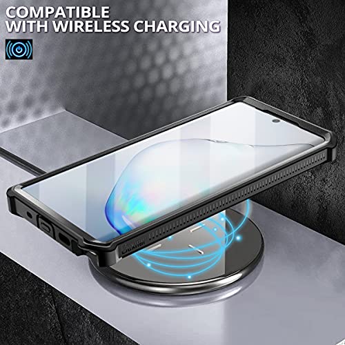 Dexnor for Samsung Galaxy Note 10+ Plus Case, [Built in Screen Protector and Kickstand] Heavy Duty Military Grade Protection Shockproof Protective Cover for Samsung Galaxy Note 10 Plus Black
