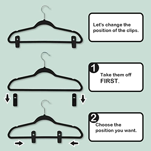 Trgowaul Velvet Hangers Clips, Pants Hangers Velvet Clips, Strong Finger Clips Perfect for Thin Velvet Hangers (40pc, Black)