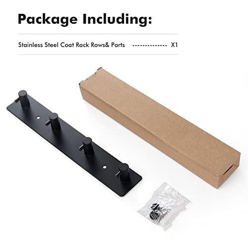 Bathroom Towel Hook Rack Row Hook 304 Stainless Steel,Wall Organizer for Bedroom,Towel Hooks for Bathrooms,Door Hooks for Hanging (Black)