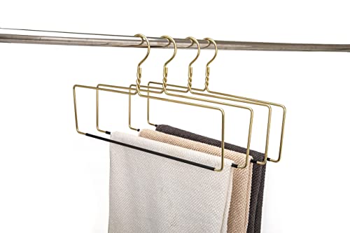Quality Blanket Linen Hangers Wide Heavy Duty Hanger for Blankets, Table Cloths, - Nonslip Vinyl Coated Comforter Storage Hanger for Quilts, Sleeping Bags - for Closet Storage Solutions (Gold, 1)