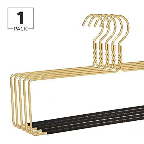 Quality Blanket Linen Hangers Wide Heavy Duty Hanger for Blankets, Table Cloths, - Nonslip Vinyl Coated Comforter Storage Hanger for Quilts, Sleeping Bags - for Closet Storage Solutions (Gold, 1)