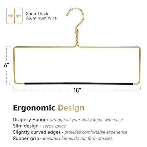 Quality Blanket Linen Hangers Wide Heavy Duty Hanger for Blankets, Table Cloths, - Nonslip Vinyl Coated Comforter Storage Hanger for Quilts, Sleeping Bags - for Closet Storage Solutions (Gold, 1)