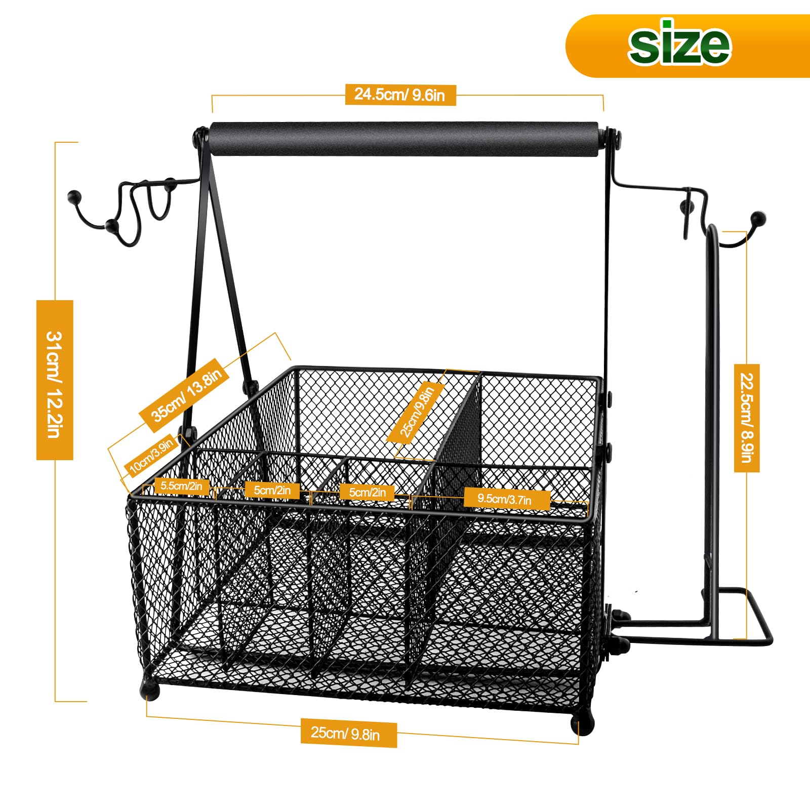 SCNVO Grill Caddy, BBQ Caddy with Paper Towel Holder, Utensil Caddy for Kitchen Organizer, Picnic Condiment Flatware Caddy for Camping Barbecue Griddle Grilling Rv Patio Camper Accessories Organizer