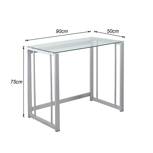 SogesHome 35 inch Glass Computer Desk Office Desk Gaming Desk Office Desk Writing Table Small Desk Workstation for Home Office