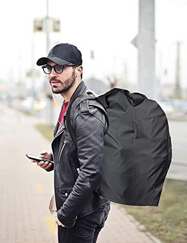 Laundry Bag with Strap, Machine Washable Large Dirty Clothes Organizer, Clothes Storage Easy Fit a Laundry Hamper or Basket, Can Carry Up to 4 Loads of Laundry, Bonus Reusable Tote (Black - Hot Pink)